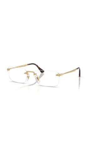 Persol 55mm Rectangle Optical Glasses - Gold