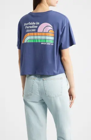 Rip Curl Graphic Cropped T-shirt - Navy