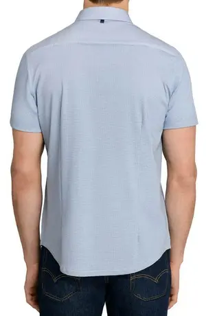 W.R.K Slim Fit Micro Circle Reworked Short Sleeve Button-down Shirt