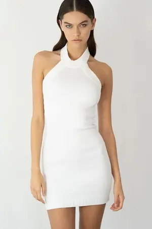 KATHRYN MCCARRON Halter Dress - White