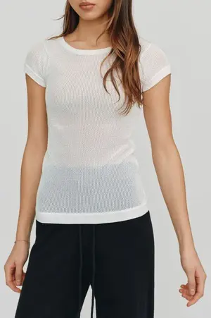 KATHRYN MCCARRON Ella Mesh Tee - White