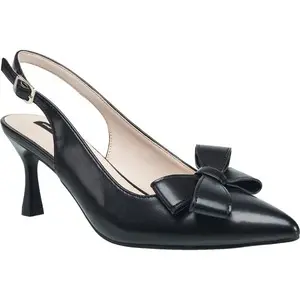 French Connection Brinton Oversized Bow Kitten Heel Slingbacks - Black