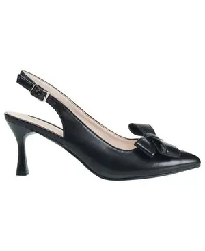 French Connection Brinton Oversized Bow Kitten Heel Slingbacks - Black