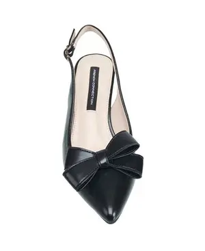 French Connection Brinton Oversized Bow Kitten Heel Slingbacks - Black