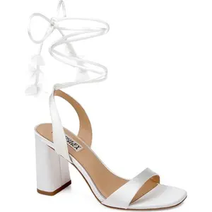 Badgley Mischka Westminster Ankle Wrap Sandal - White Satin