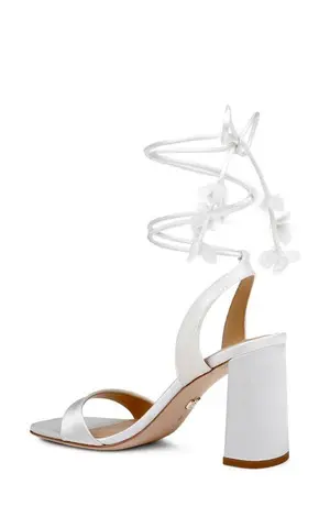 Badgley Mischka Westminster Ankle Wrap Sandal - White Satin
