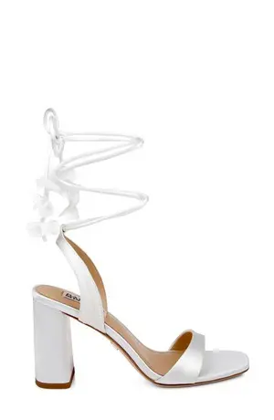 Badgley Mischka Westminster Ankle Wrap Sandal - White Satin