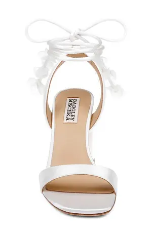 Badgley Mischka Westminster Ankle Wrap Sandal - White Satin