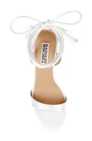 Badgley Mischka Westminster Ankle Wrap Sandal - White Satin