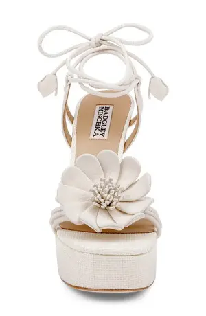 Badgley Mischka Ankle Wrap Platform Sandal - Cream Suede