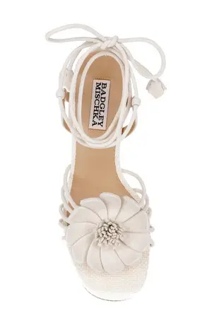 Badgley Mischka Ankle Wrap Platform Sandal - Cream Suede