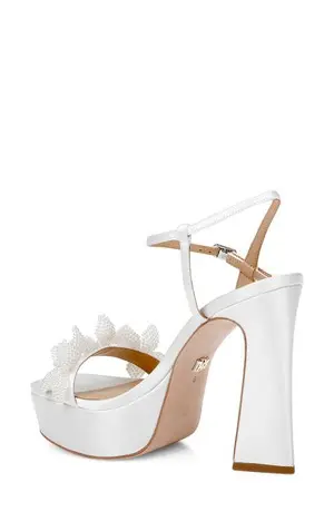 Badgley Mischka Wicket Ankle Strap Platform Sandal - White Satin