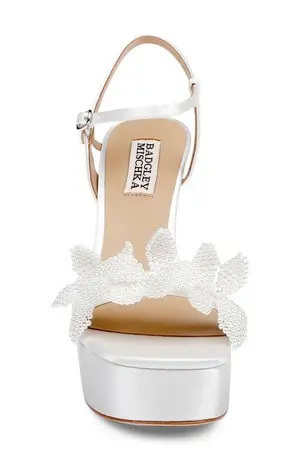 Badgley Mischka Wicket Ankle Strap Platform Sandal - White Satin
