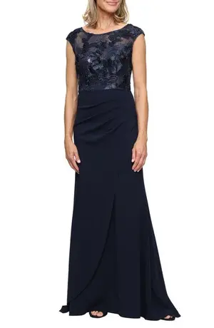Alex Evenings Soutache Crepe Gown