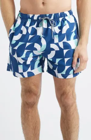 BOARDIES Abstract Print Swim Trunks - Blue Multi