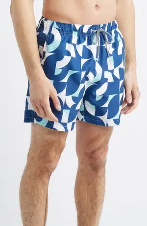 BOARDIES Abstract Print Swim Trunks - Blue Multi