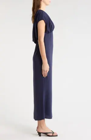 Staud Empire Waist Bias-cut Dress - Navy