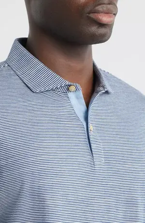 Johnnie-o Thatcher Stripe Cotton Blend Polo - Navy