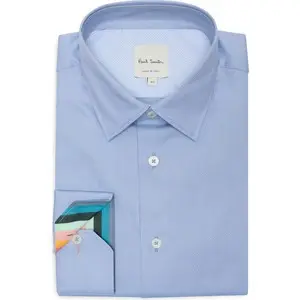 Paul Smith Tailored Fit Textured Cotton Dress Shirt - Blue