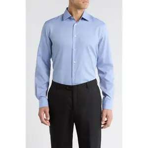 Paul Smith Tailored Fit Textured Cotton Dress Shirt - Blue