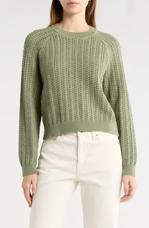 Marine Layer Mina Cotton Pointelle Sweater - Shadow