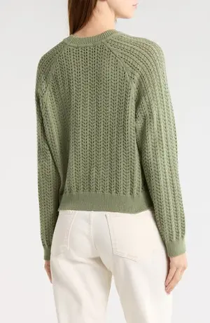 Marine Layer Mina Cotton Pointelle Sweater - Shadow