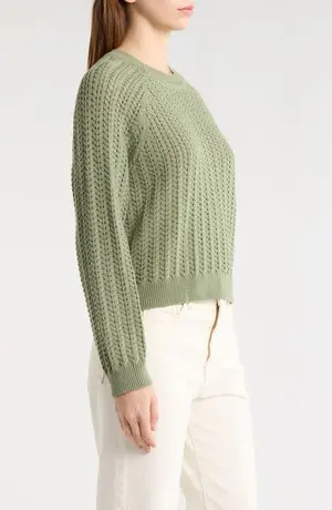 Marine Layer Mina Cotton Pointelle Sweater - Shadow