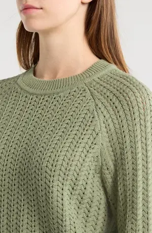 Marine Layer Mina Cotton Pointelle Sweater - Shadow