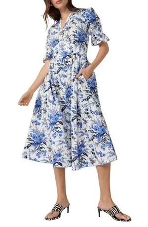 Diane Von Furstenberg Floral Button-up Midi Dress