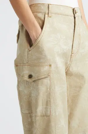 Etro Floral Cargo Jeans With Drawstring Hem