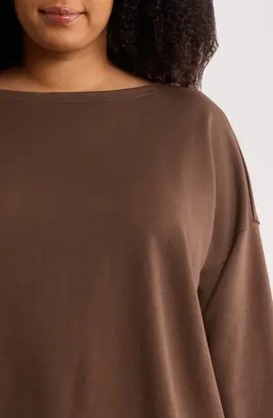 Eileen Fisher Bateau Neck Organic Cotton Sweatshirt