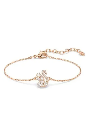 SWAROVSKI Swan Pendant Bracelet - Rose Gold/white