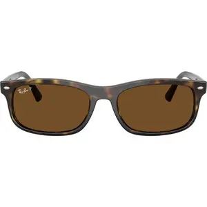 Ray-ban 60mm Polarized Rectangle Sunglasses - Havana/polar Brown