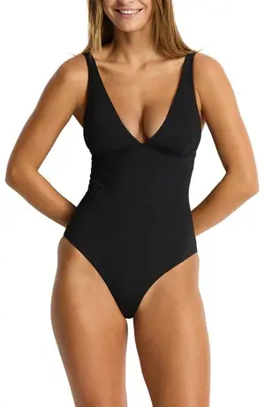 SEA LEVEL Longline Tie Back One-piece Swimsuit - Black