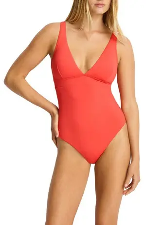 SEA LEVEL Longline Tie Back One-piece Swimsuit - Tango
