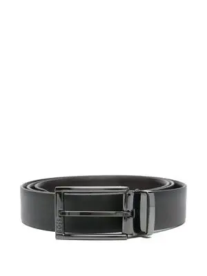 BOSS Leather Belt With Logo Buckle - Black