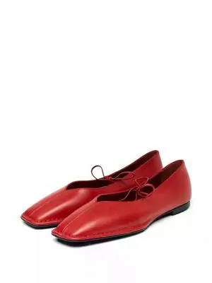ALOHAS Sway Tie Square-toe Ballet Flats - Red