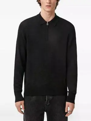 ALLSAINTS Albany Zip-up Polo Shirt - Black