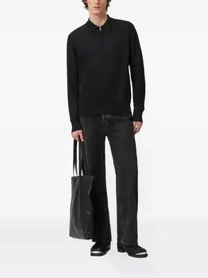 ALLSAINTS Albany Zip-up Polo Shirt - Black
