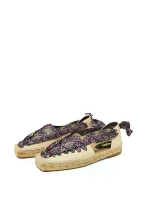 Balenciaga Floral Print Canvas Espadrille Flats - Neutrals
