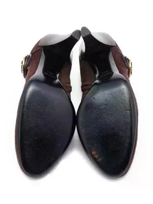 Gucci Suede Ankle Boots With Gold-tone Emblem