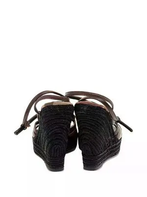 Burberry Leather Wedge Sandals