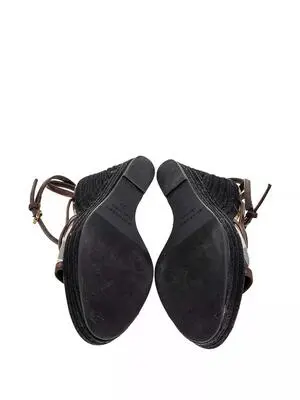 Burberry Leather Wedge Sandals