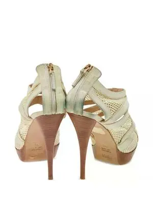 Fendi Suede And Mesh Panel High Heel Sandals