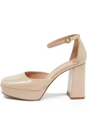 GIANVITO ROSSI Leather Pumps With Ankle Strap And Platform - Neutrals