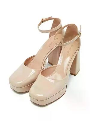 GIANVITO ROSSI Leather Pumps With Ankle Strap And Platform
