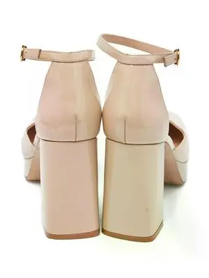 GIANVITO ROSSI Leather Pumps With Ankle Strap And Platform
