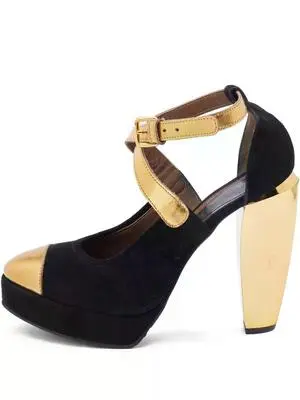 Marni Suede Platform Pumps With Gold Accents