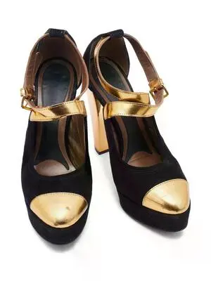 Marni Suede Platform Pumps With Gold Accents