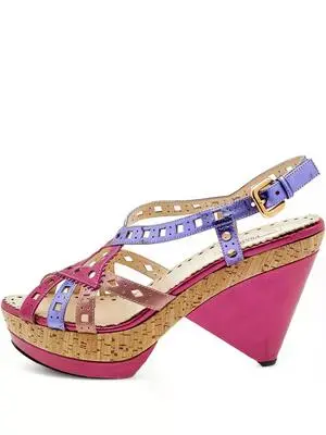 Prada 115mm Cut-out Strap Wedge Sandals - Pink